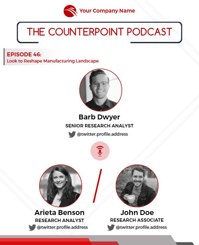 Modern Red Podcast Episode Announcement Poster Template