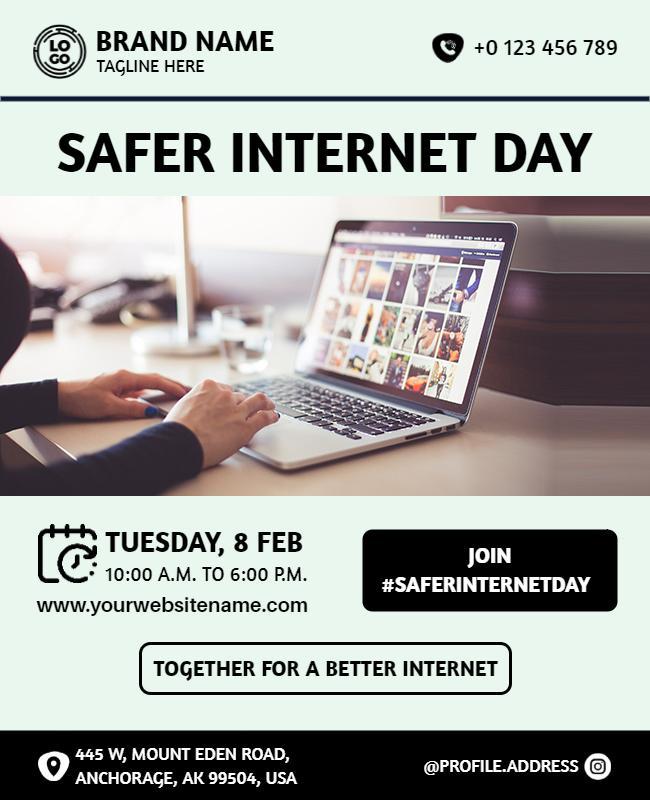 Modern Social Media Awareness Safer Internet Day Poster Template