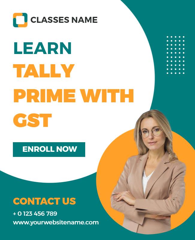 Modern Teal and Orange Tally Prime Accounting Course Poster Template