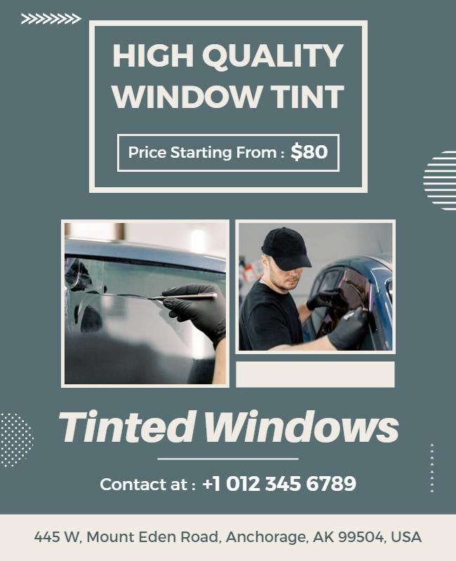 Modern Teal Window Tint Installation Service Poster Template