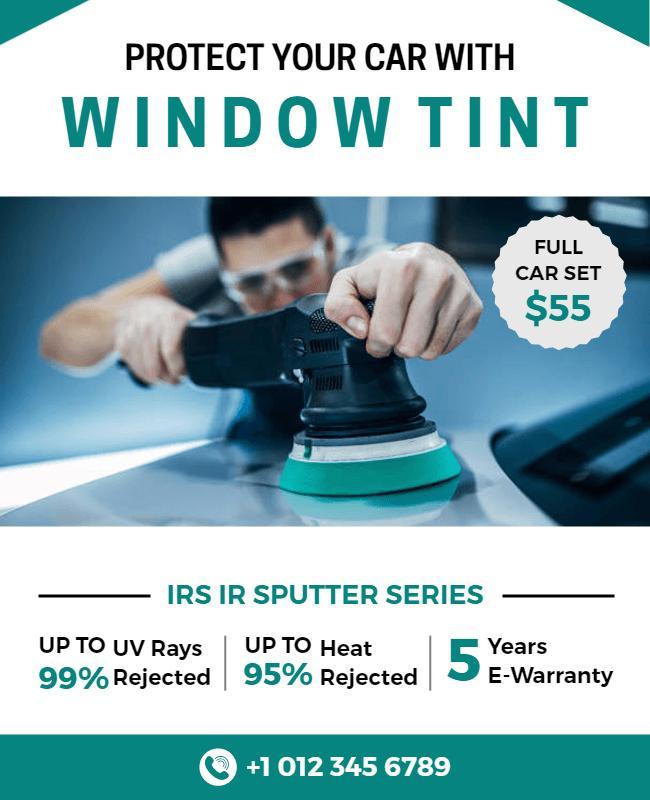 Modern Teal Window Tint Protection Promotion Poster Template