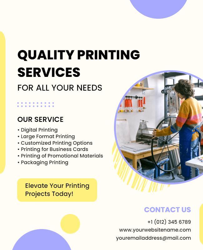 Modern White and Yellow Digital Printing Services Poster Template