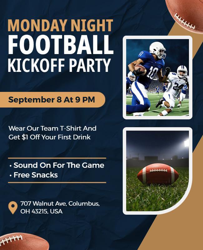 Monday Night Football Kickoff Party Flyer Template