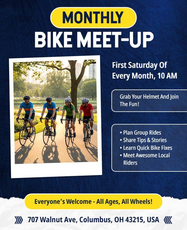 Monthly Community Bike Meet-up Flyer Template