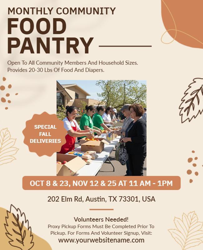 Monthly Community Food Pantry Flyer Template