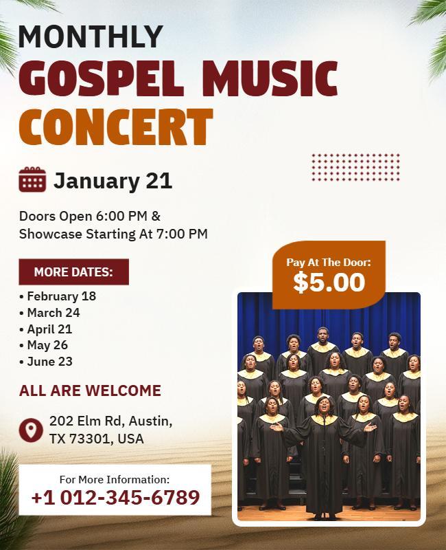 Monthly Gospel Music Concert Event Flyer Template