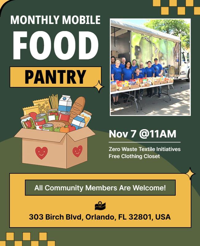 Monthly Mobile Food Pantry Event Flyer Template