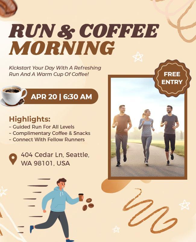 Morning Run and Coffee Event Flyer Template
