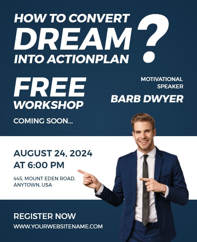 Motivational Blue Workshop on Action Planning Poster Template
