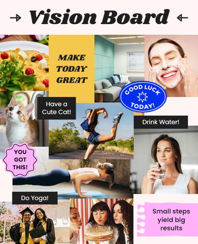 Motivational Vision Board for Positive Daily Affirmations Poster Template
