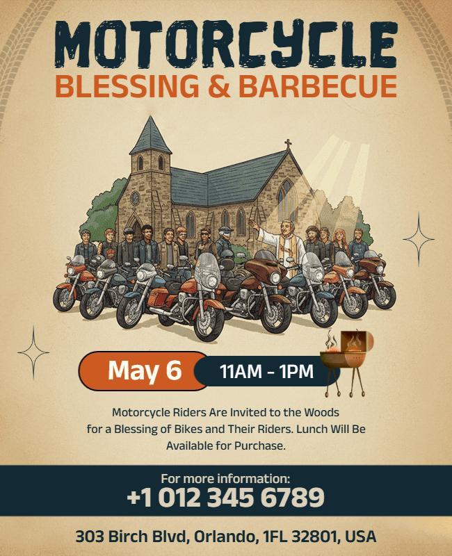 Motorcycle Blessing and Barbecue Event Flyer Template