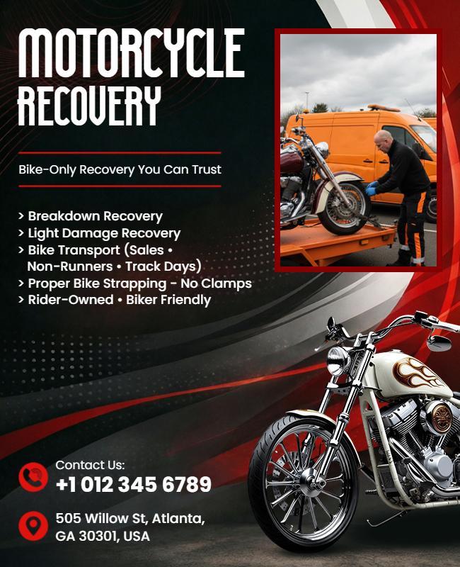 Motorcycle Breakdown Recovery Service Flyer Template