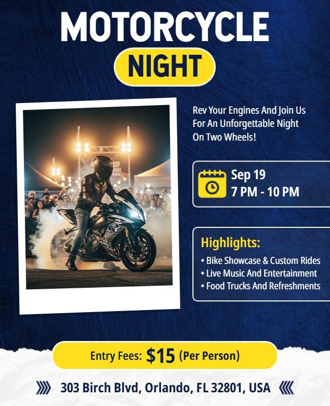 Motorcycle Night Event with Live Music Flyer Template