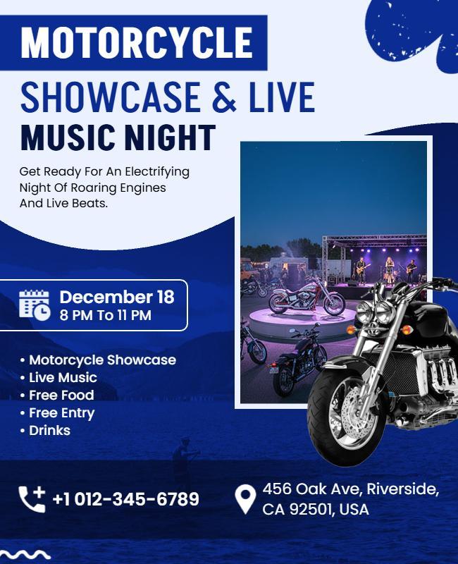Motorcycle Showcase with Live Music Flyer Template