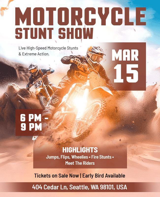 Motorcycle Stunt Show Event Flyer Template