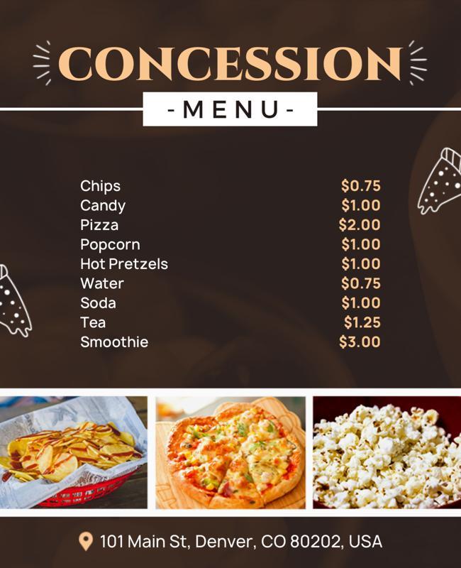 Movie Theater Concession Menu Flyer Template