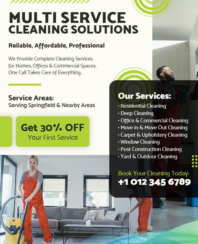 Multi Service Cleaning Solutions Flyer Template