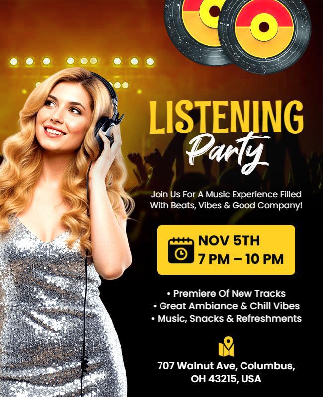 Music Listening Party Event Flyer Template