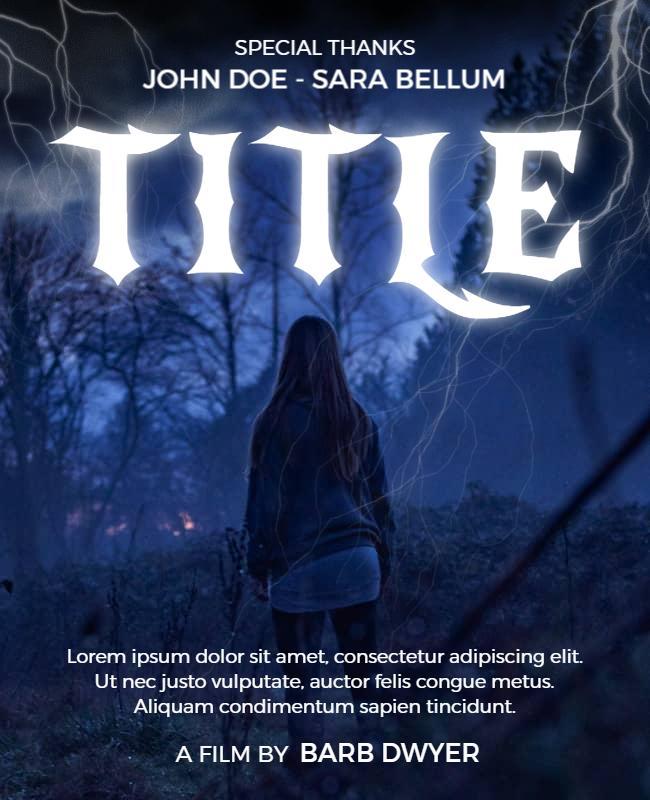 Mysterious Dark Forest Thriller Movie Poster Template