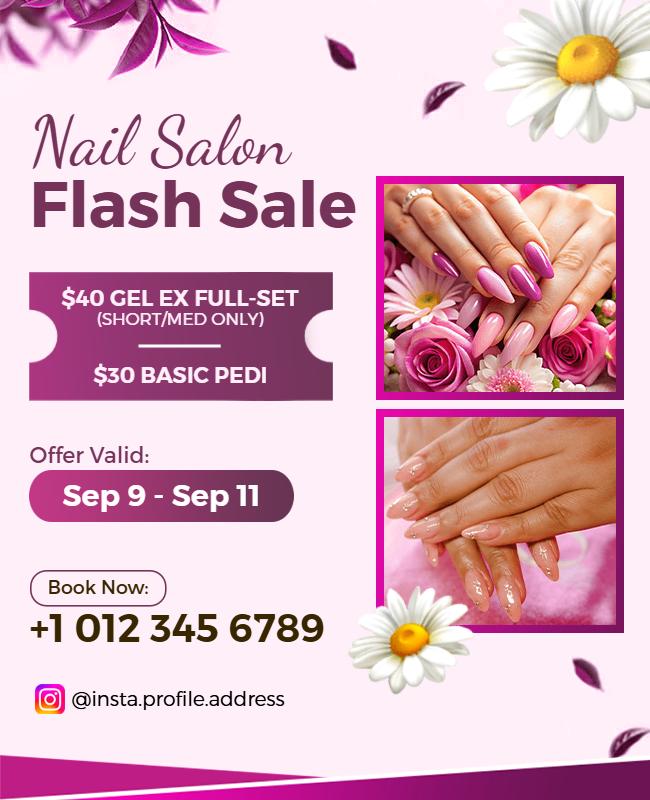 Nail Salon Flash Sale Promotional Flyer Template