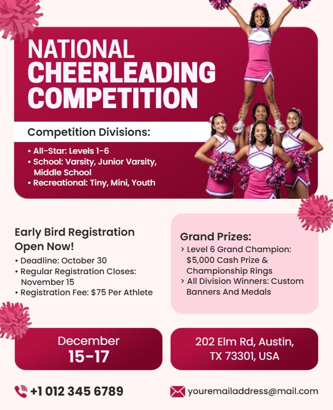 National Cheerleading Competition Event Flyer Template