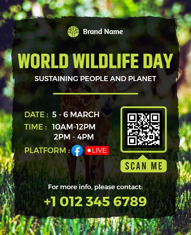 Nature-Inspired Green Wildlife Conservation Event Poster Template