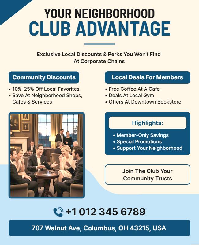 Neighborhood Club Promotions and Offers Flyer Template
