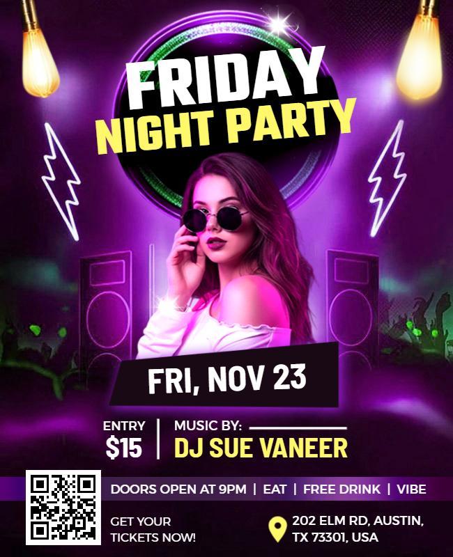 Neon Glow Electric Dance Night Party Flyer Template