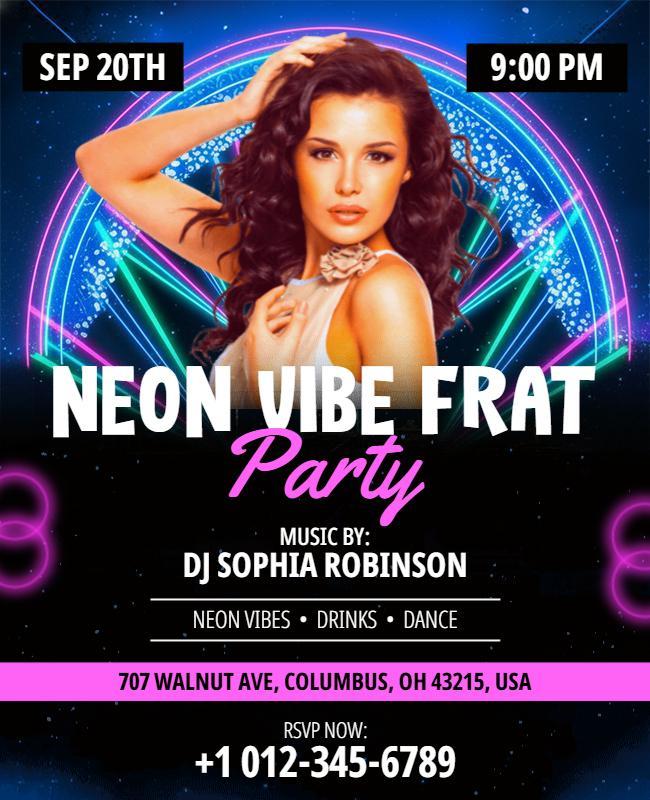 Neon Vibe Frat Party Flyer Template