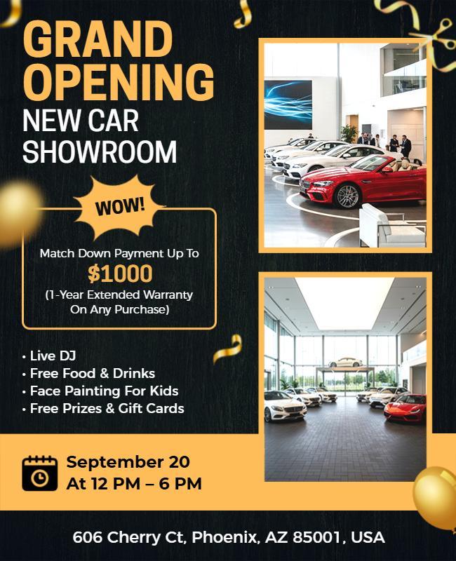 New Car Showroom Grand Opening Flyer Template