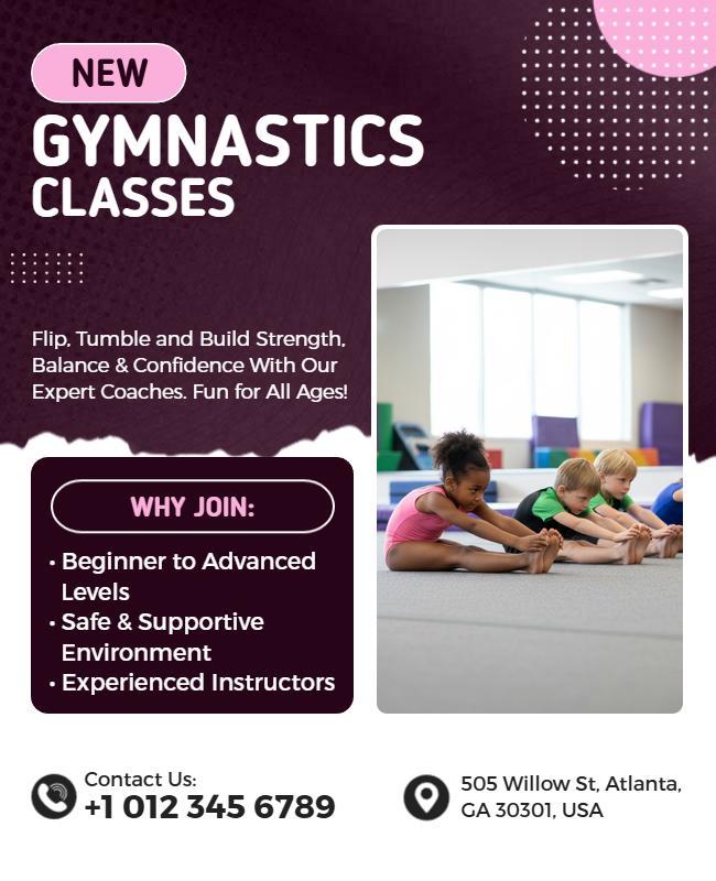 New Gymnastics Classes Promotional Flyer Template