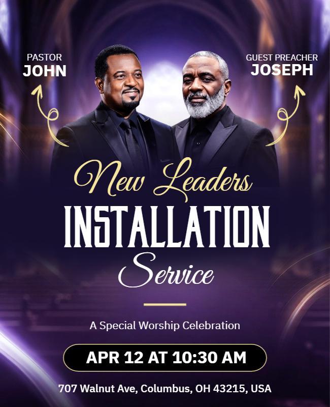 New Leaders Installation Worship Service Flyer Template