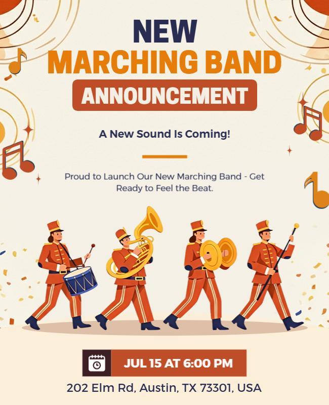 New Marching Band Launch Event Announcement Flyer Template