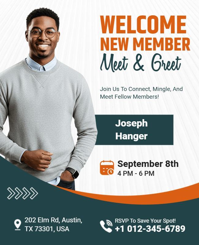 New Member Welcome Meet and Greet Flyer Template