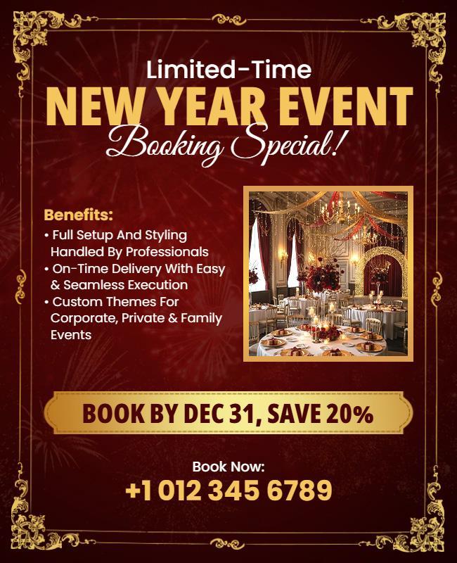 New Year Event Booking Promotion Flyer Template