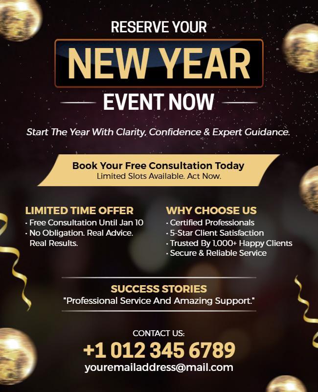 New Year Event Consultation Offer Flyer Template