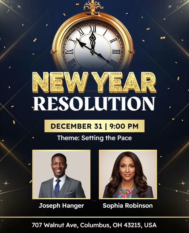 New Year Resolution Celebration Flyer Template