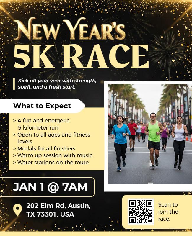 New Year's 5k Race Event Flyer Template