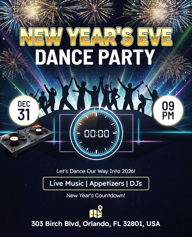 New Year's Eve Dance Party Flyer Template
