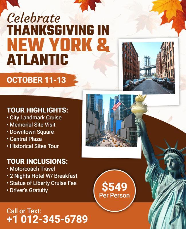 New York Thanksgiving Travel Highlights Flyer Template