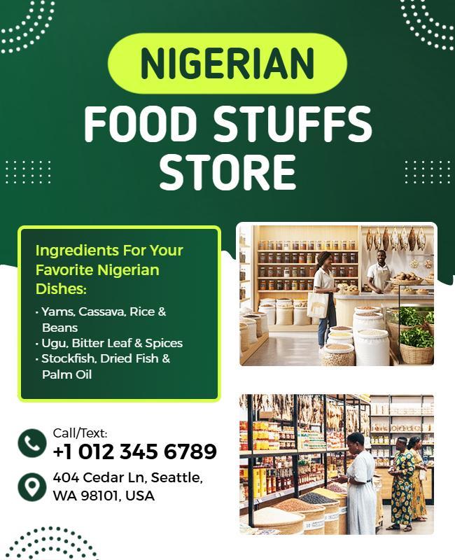 Nigerian Food Stuffs Store Promotional Flyer Template