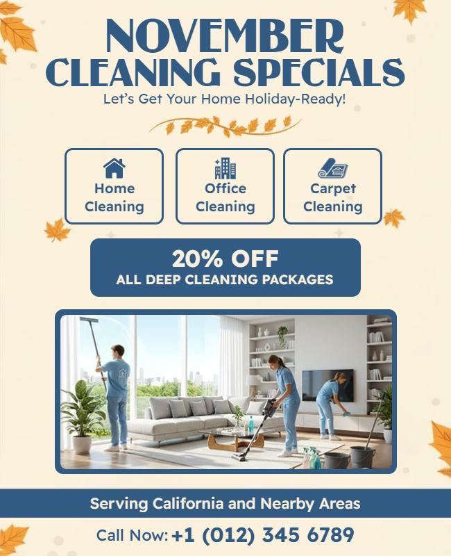 November Cleaning Service Offers Flyer Template