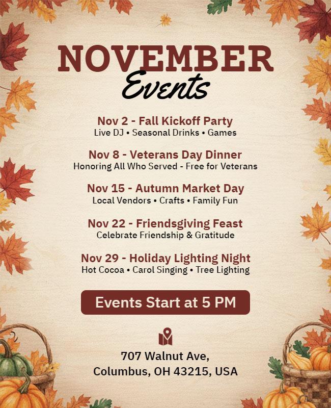 November Community Events Festival Flyer Template