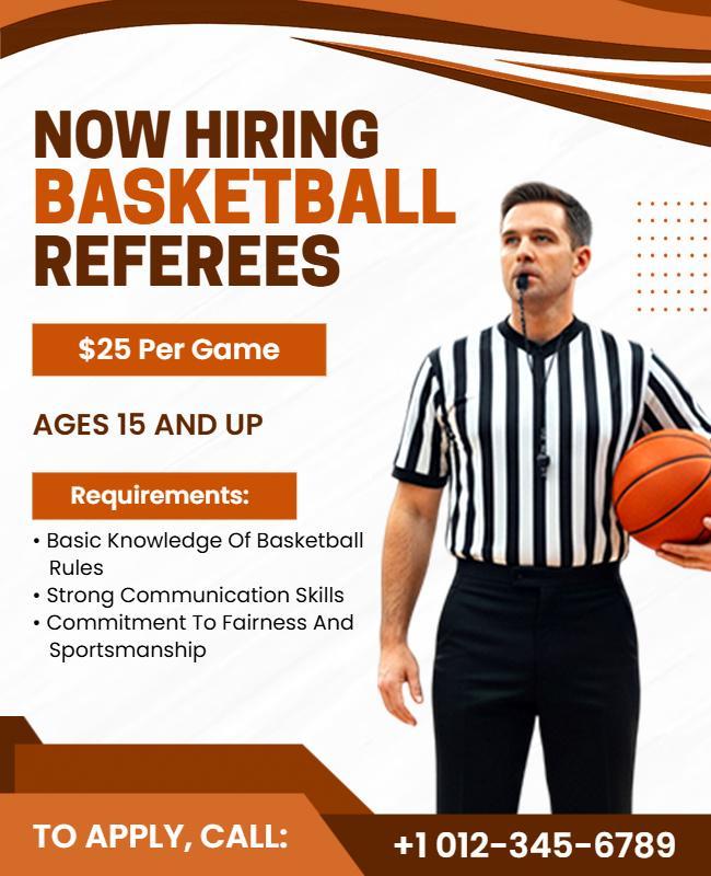 Now Hiring Basketball Referees Flyer Template