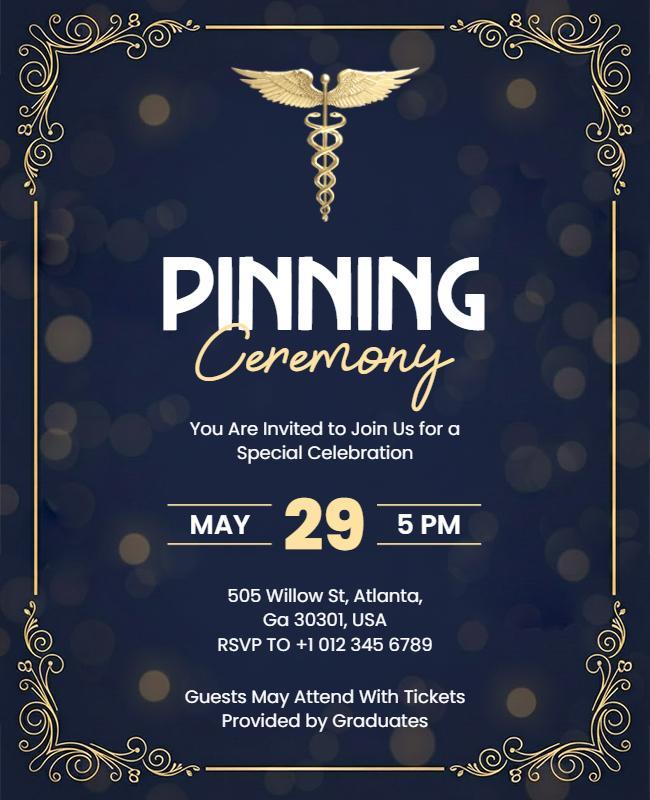 Nursing Pinning Ceremony Invitation Card Flyer Template