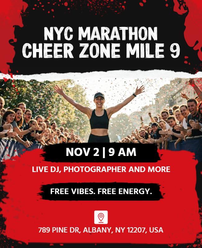 NYC Marathon Cheer Zone Event Flyer Template