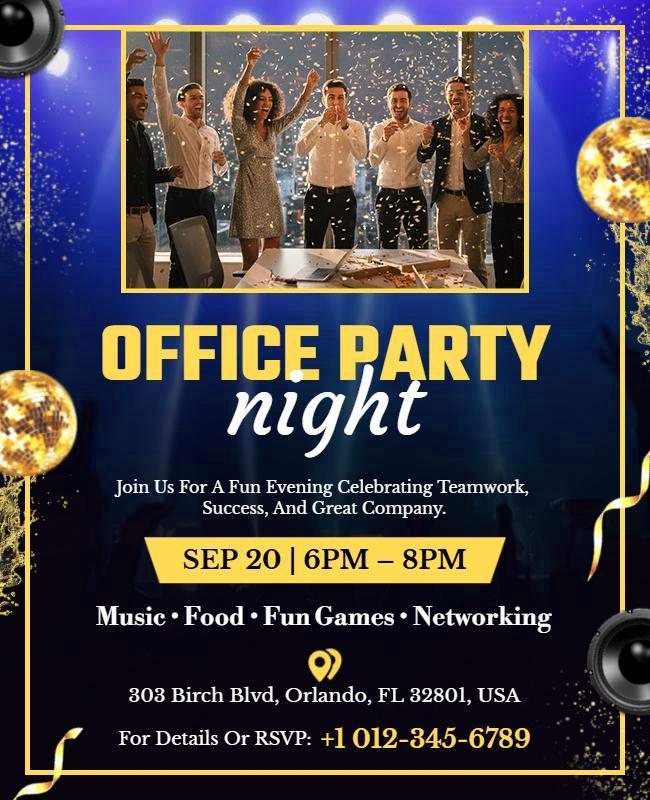 Office Night Party Flyer Template