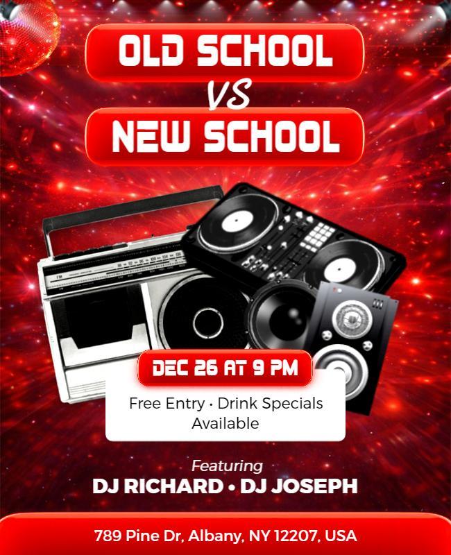 Old School Vs New School Music DJ Battle Flyer Template
