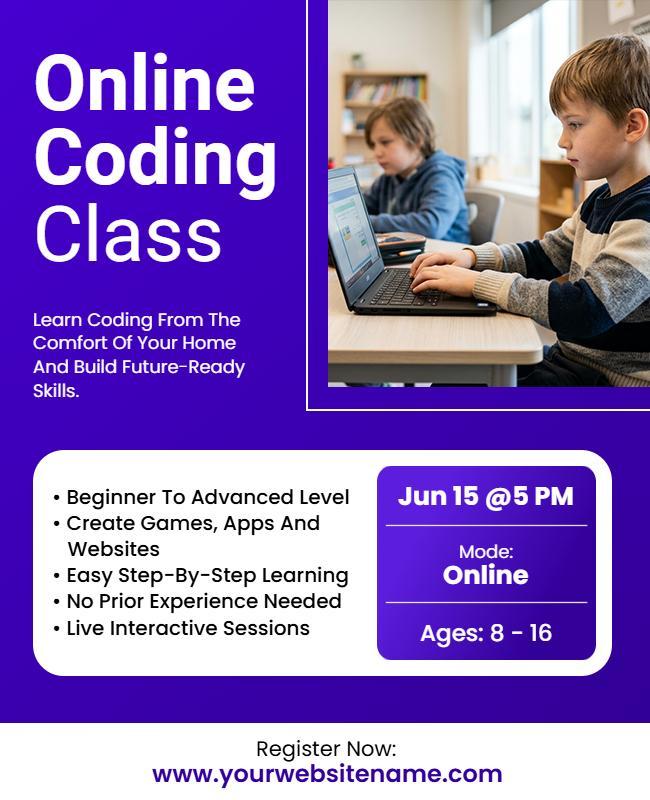 Online Coding Classes for Kids Flyer Template