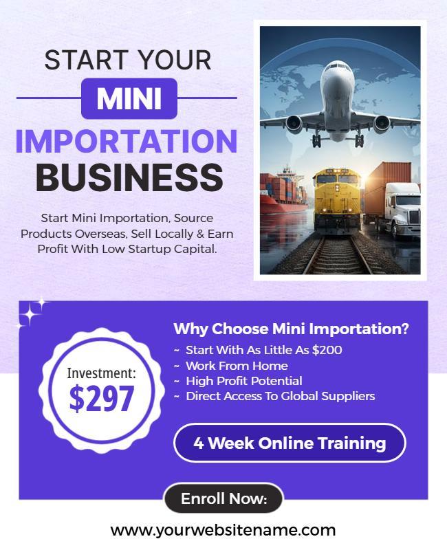 Online Mini Importation Business Training Flyer Template